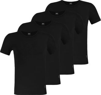 BOSS Herren Modern T-Shirts Cotton Stretch Slim Fit Crew-Neck 4er Pack, Farbe:Schwarz, Artikel:-001 Black, Gr&ouml;&szlig;e:2XL