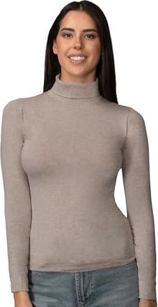 Intimidea T-Shirt Manches Longues Femme, col roul&eacute;, Cachemire et Modal, Douce et Chaude, 212818 (Naturel, M/L)