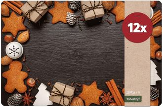 Matches 21 Weihnachts Tischsets 12er als abwaschbare Weihnachten Tischdeko - Platzsets Weihnachtsdeko Pl&auml;tzchen als Winter Tischuntersetzer - Platzdeckchen als T