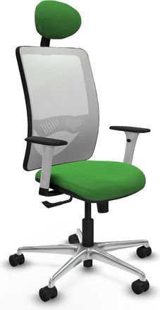 Piqueras y Crespo Stuhl mit Lendenwirbelst&uuml;tze Zulema mit wei&szlig;en und schwarzen Armlehnen und festem Kopfteil, ausgestattet mit Sincro 3 Positionen und Schneideschaum, W