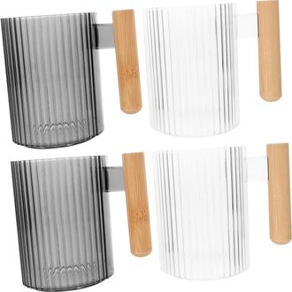 SOLUSTRE 4 Stück Teiliges Zahnputzbecher aus Robustem Transparent und Großer Fassungsvermögen Mundspülbecher Wiederverwendbar rutschfest für Badezimmer und Rei