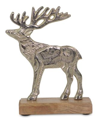 Riffelmacher & Weinberger Riffelmacher Elch Figur Silber | 16x5 cm | Aluminium | Weihnachtsdeko zum Stellen | winterlich festlich modern | Dekofigur Tisch Fenster | 24769