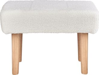 Beliani Hocker mit Holzbeinen Boucl&eacute; wei&szlig; rechteckig Schemel Sitzhocker Modern Takoma
