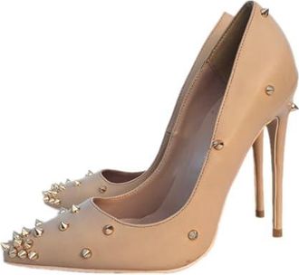 Minitoo Escarpins à talons hauts pour femme - Chaussures de soirée tendance avec rivets, Mz21 24 Nude Talon 10 cm, 41.5 EU