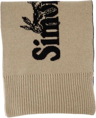 Simone Rocha Tücher & Schals - Beige Wool Scarf With Contrasting Logo Design - Gr. unisize - in Beige - für Damen