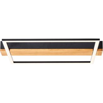 Brilliant Plafonnier led Brilliant Loneos 45x40cm bois clair/noir, bois/m&eacute;tal/plastique, 1x led int&eacute;gr&eacute;e, 24 w, (flux lumineux : 3000lm, couleur de la lumi&egrave;re