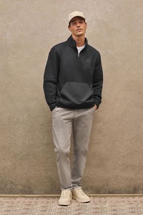 Polo Club Sweatshirt aus Fleece schwarz mit halbem Rei&szlig;verschluss und Polo Club-Logo