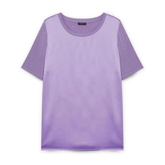 Fiorella Rubino Femme, Tops, Violet, Taille: 38 FR T-Shirt en Satin et Jersey Lurex