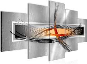 Runa Art Bild Wohnzimmer Schlafzimmer Abstrakt 5 Teilig Modern Grau Gelb Wandbilder auf Vlies Leinwand 103653a