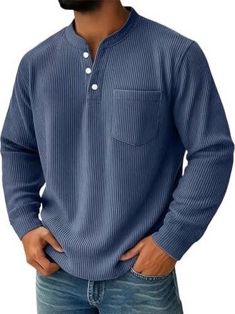 Generic Polo d&eacute;contract&eacute; et respirant pour homme, coupe classique, tunique basique boutonn&eacute;e, l&eacute;g&egrave;re et confortable, bleu marine, XXL