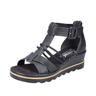 Rieker Femme Keilsandalette Sandales, Noir, 40 EU