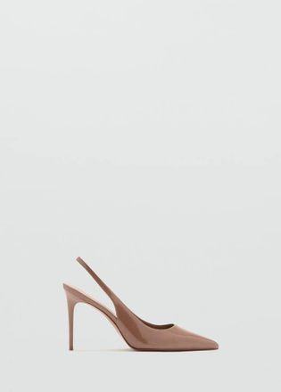 Mango Chaussures &agrave; talon en cuir vernis nude - Femme - 35 - MANGO