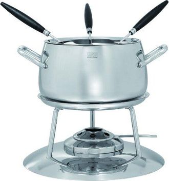 Kuhn Rikon 32049 Fondue Fleischfondue Set Flame mit 6 Gabeln und Rechaud