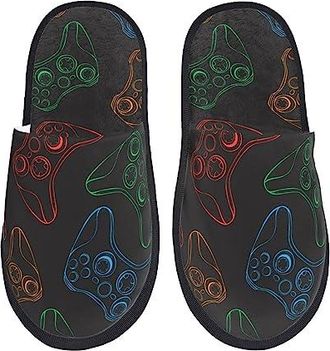 Generic Unisexe Pantoufles Femme Hiver Manette De Jeu Avec Manette De Jeu Pantoufles Hotel Confortable Chausson Hommes Chaude Slippers Hotel Pour Salon Chambr