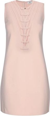 Elisabetta Franchi Femme, Robes, Rose, Taille: 34 FR Robe Courte en Maille avec D&eacute;tails Noeuds