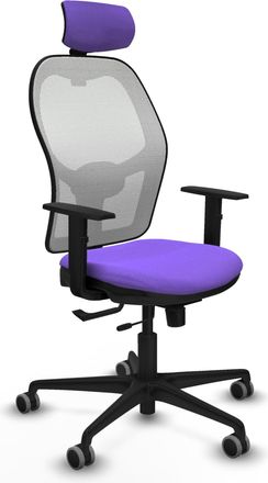 Piqueras y Crespo Ergonomischer B&uuml;rostuhl mit 1D-Armlehnen und Kopfteil, h&ouml;henverstellbar und neigbar, ausgestattet mit Syncro/Traslack und injiziertem Schaumstoff, Wei