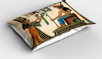 Abakuhaus ägyptisch Kissenbezug, Alter ägyptischer Papyrus, Dekorativer Standard King Size Gedruckter Kissenbezug, 80 x 40 cm, Mehrfarbig