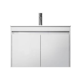 AM.PM Spike Waschbeckenunterschrank H&auml;ngend mit Waschbecken, Badm&ouml;bel Set f&uuml;r Badezimmer & G&auml;ste-WC, Waschtischunterschrank mit 2 Schubladen, Wei&szlig;, 80cm (We