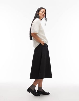 Arket Maxirock aus reiner Baumwolle in Schwarz mit A-Linien-Schnitt und Falten