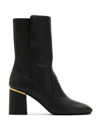 Tod's button-detail block-heel ankle boots - Noir
