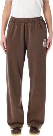 Sporty & Rich Femme, Pantalons, Brun, Taille: 42 FR NY Crest Embroidered Wide Sweatpant