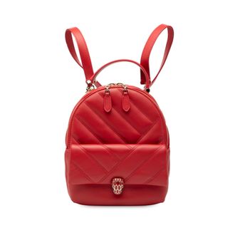 Bulgari Red Leather Serpenti Cabochon Backpack