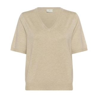 Kaffe Femme, Pulls, Gris, Taille: 38 FR Pull col V gris plume chin&eacute;