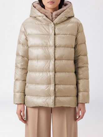 Herno Doudoune en nylon d&eacute;perlant avec capuche en shearling
