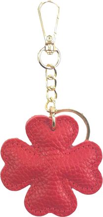 modamoda.de SA05 Leder Schl&uuml;sselanh&auml;nger, Taschenanh&auml;nger, handmade in Italy (Kleeblatt/Signalrot)