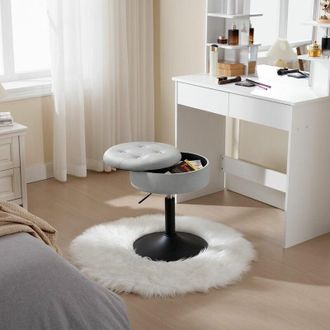 Woltu 2er Barhocker Esszimmerst&uuml;hle Schminkhocker mit Stauraum H&ouml;henverstellbar 49-64cm, 360&deg; Drehbar, spa Arbeitshocker, f&uuml;r Bar Schminktisch K&uuml;cheninsel