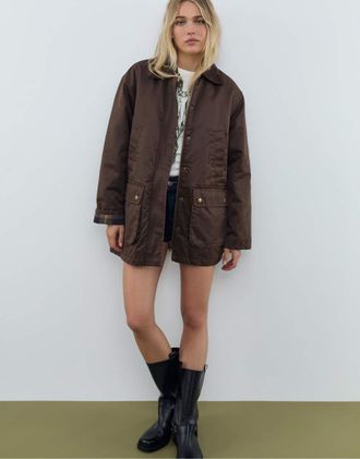 Stradivarius Parka cir&eacute;e &agrave; poches - Marron-Brown