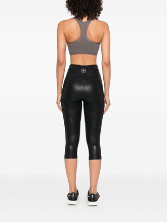 adidas by Stella McCartney Metallic-Panelled Logo Leggings - Black