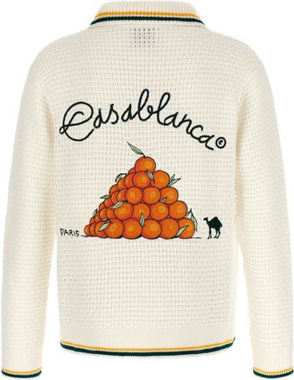 Casablanca Textured Cotton Cardigan - White