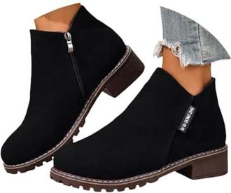 Generic Bottes dautomne pour femmes 2025 UK Bottines &agrave; talon bas pour femme - Bottines courtes &agrave; talons &eacute;pais - Chaussures de marche en plein air - Semelle ex