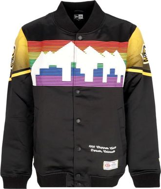 New Era Homme, Vestes, Noir, Taille: S Veste Satin&eacute;e &agrave; Boutons-Pression