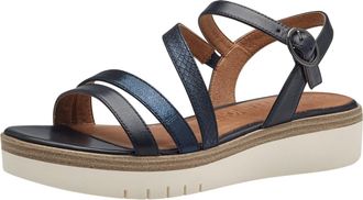 Tamaris Damen Plateau Sandalen Leder Sommer; NAVY/blau; 36 EU