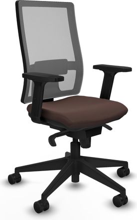 Piqueras y Crespo Computerstuhl mit 2D-Armen, h&ouml;henverstellbare Lendenwirbelst&uuml;tze, mit 5 Positionen und injiziertem Schaumstoff, Grau/Dunkelbraun