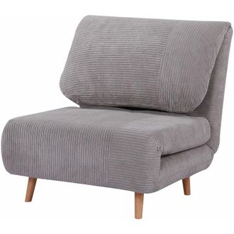 HOMCOM 2-in-1 Schlafsofa Schlafsessel Verstellbar Klappmatratze G&auml;stebett im Cord-Optik, f&uuml;r Schlafzimmer, Wohnzimmer Hellgrau 82 x 89 x 83 cm - Homcom