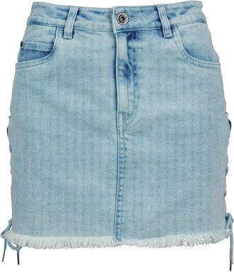 Urban Classics Damen Rock Ladies Denim Lace Up Skirt TB2002, Mini, Einfarbig, Gr. 40 (Herstellergröße: 29), Blau (Blue Bleached 01375)