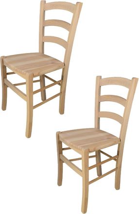 Tommychairs Tommychairs - 2er Set Stühle Venezia für Küche und Esszimmer, robuste Struktur aus poliertem Buchenholz, unbehandelt und 100% natürlich, Sitzfläche au
