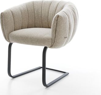 DELIFE Freischwinger Jada-Flex Webstoff Soft Beige Freischwinger flach Schwarz Taschenfederkern, Esszimmerst&uuml;hle