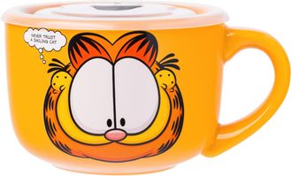 Silver Buffalo Garfield Keramik-Suppentasse mit bel&uuml;ftetem Kunststoffdeckel, 680 ml