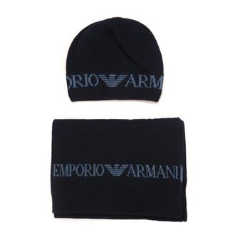 Emporio Armani Schal und M&uuml;tze Set - - Accessories - Herren - Blau - ONE SIZE