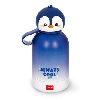 Legami Legami - Bouteille deau pour enfants Hot&Cold BFF, Penguin, double couche en acier inoxydable 18/8 avec fermeture herm&eacute;tique, garde le chaud pendant 1