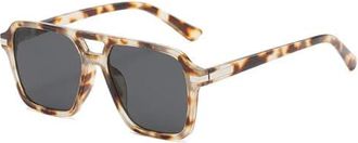 Generic Lunettes de soleil carrées vintage 2025 pour homme - Verres miroir dégradés UV400 pour femme - Tendance - Léopard noir gris - V