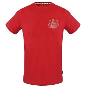 Aquascutum Gesticktes Aldis Logo Rotes T-Shirt