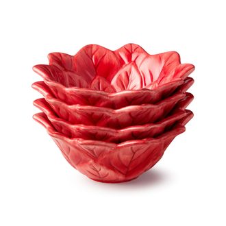 Certified International Winterbl&uuml;ten Weihnachtsstern-Eisschalen - Set mit 4 roten 3D-Weihnachtsmotiven aus Keramik mit Blumenmotiv f&uuml;r Eis, S&uuml;&szlig;igkeiten, Snacks und Desserts, 