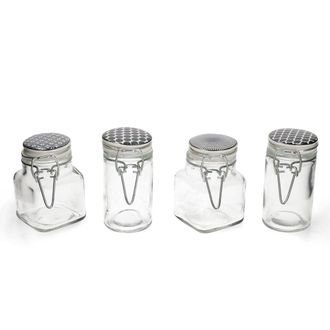 MamboCat Vorratsgl&auml;ser Set Takeo 4-TLG. mit B&uuml;gelverschluss 90 ml I Aufbewahrungsgl&auml;ser mit Drahtb&uuml;gel rund & eckig I Vorratsglas - Vorratsdosen luftdicht I sc