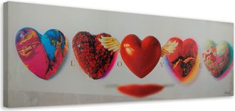 Feeby Bilder 90x30 cm Liebe Herz 1 tlg Modern Wandbilder Leinwandbilder Bild auf Leinwand Kunstdruck Wand Bild Wanddeko Design Flur Büro Küche Wohnzimmer Ge