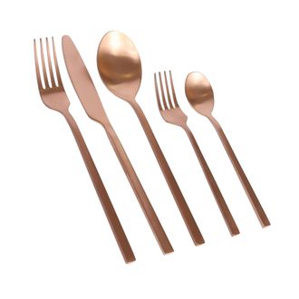 Argon Tableware Argon Tischware 20 St&uuml;ck Besteckset aus Edelstahl - Kupfer - Essen Gabeln Messer L&ouml;ffel Hochglanzpoliert Metall 4-Person Tisch Gabel Messer L&ouml;ffel Set